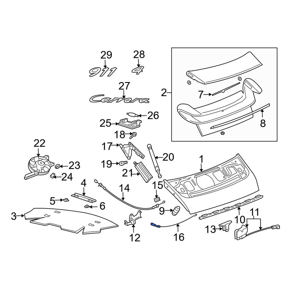 Porsche OE 99651201700 - Rear Deck Lid Release Cable