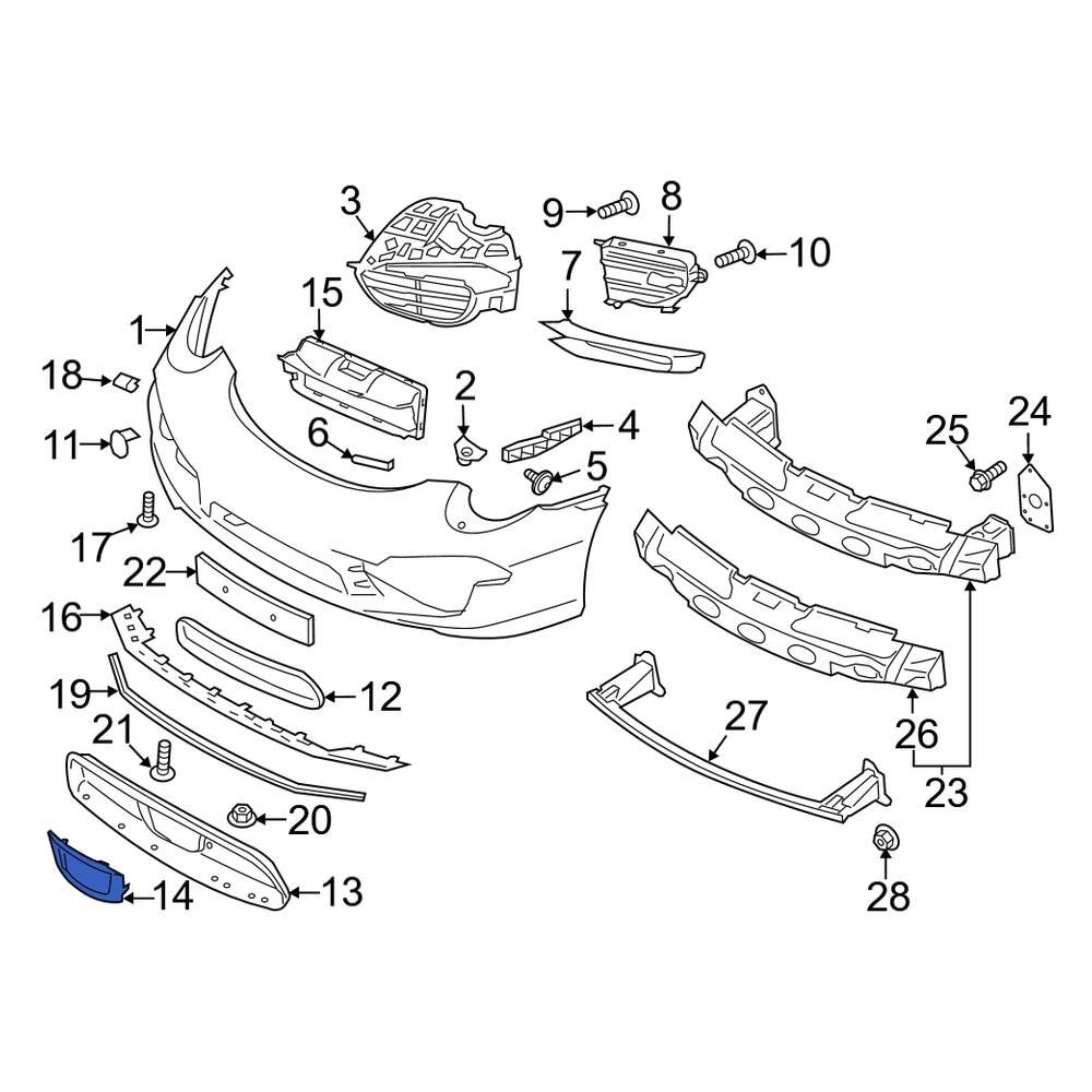 Porsche OE 991505767041E0 - Front Left Bumper Cover Spacer Panel