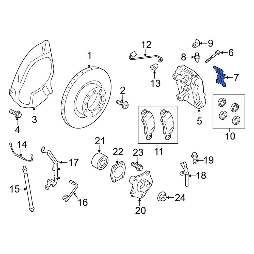 Porsche OE 97035195901 - Front Disc Brake Anti-Rattle Clip