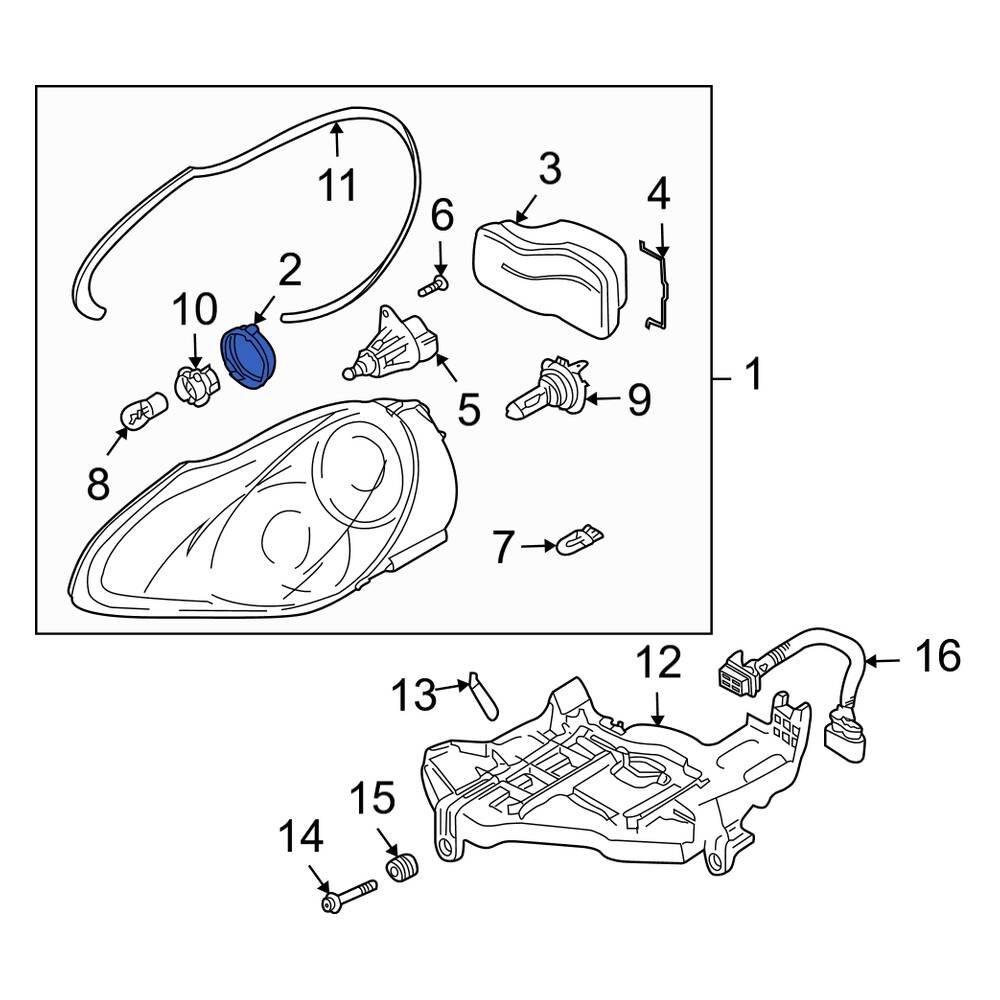 Porsche OE 95563123300 - Outer Headlight Bulb Cap
