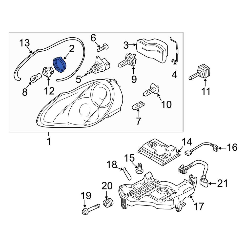 Porsche OE 95563123300 - Outer Headlight Bulb Cap