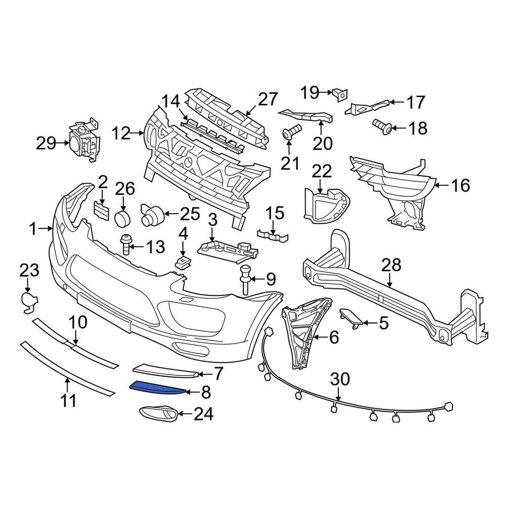 Porsche OE 958505685109B9 - Front Left Upper Bumper Trim