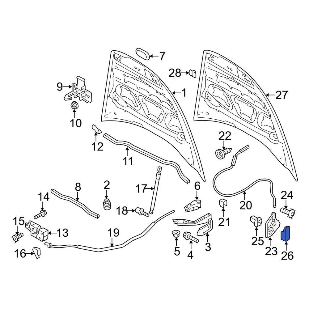 Porsche OE 958511533007N0 - Front Hood Release Handle