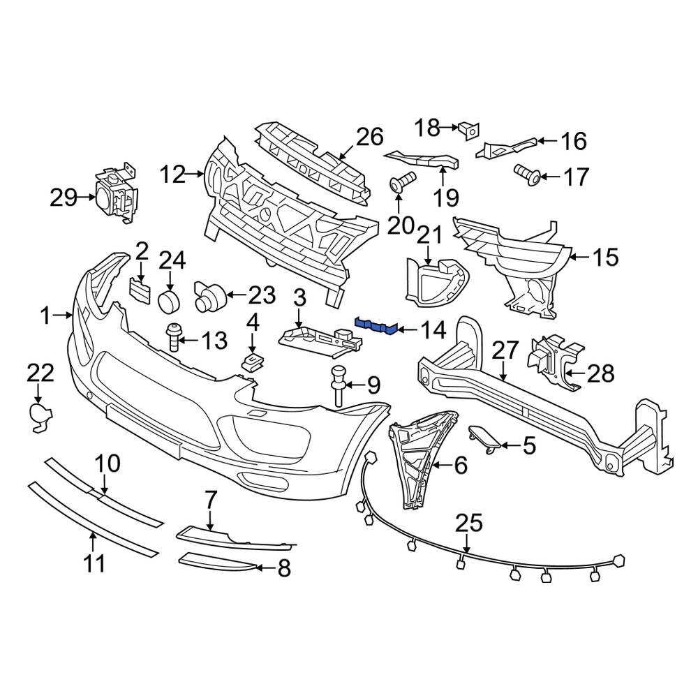 Porsche OE 95850582900 - Lower Bumper Cover Support Rail Bracket