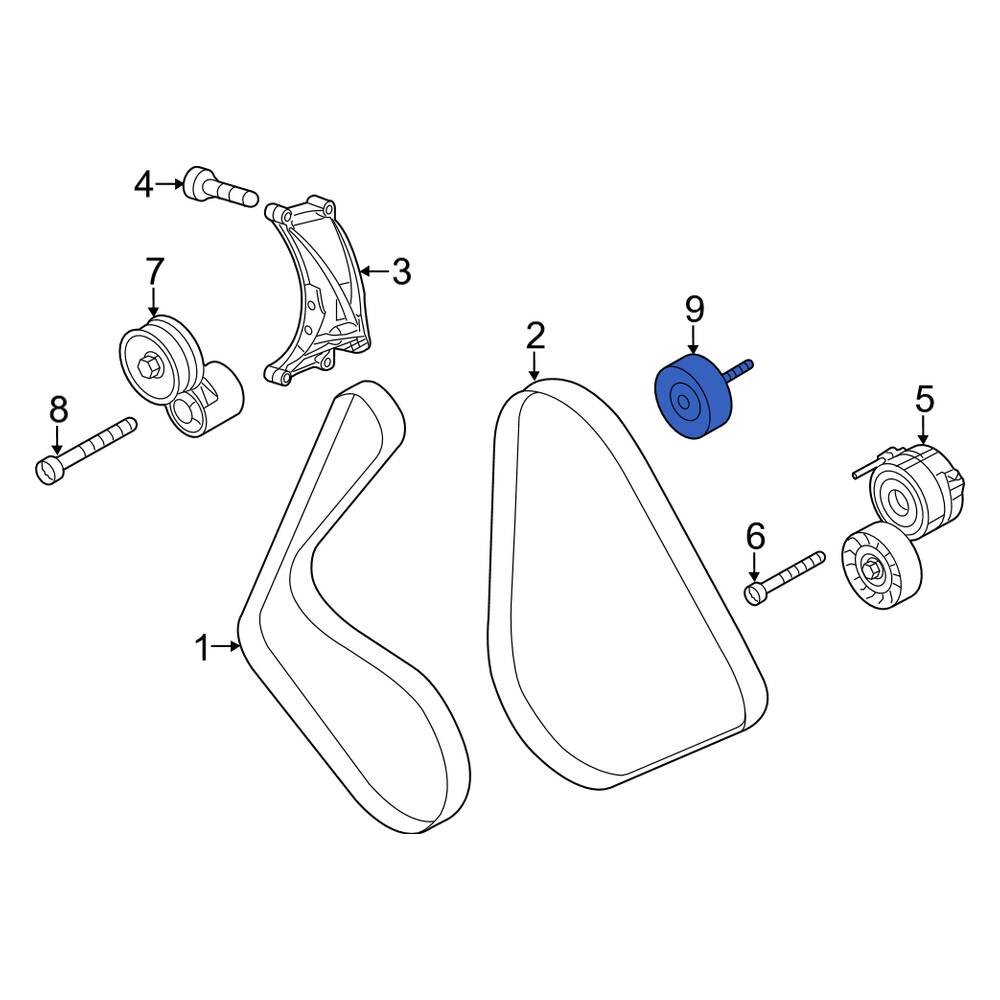 Porsche OE 95814527901 - Left Accessory Drive Belt Idler Pulley