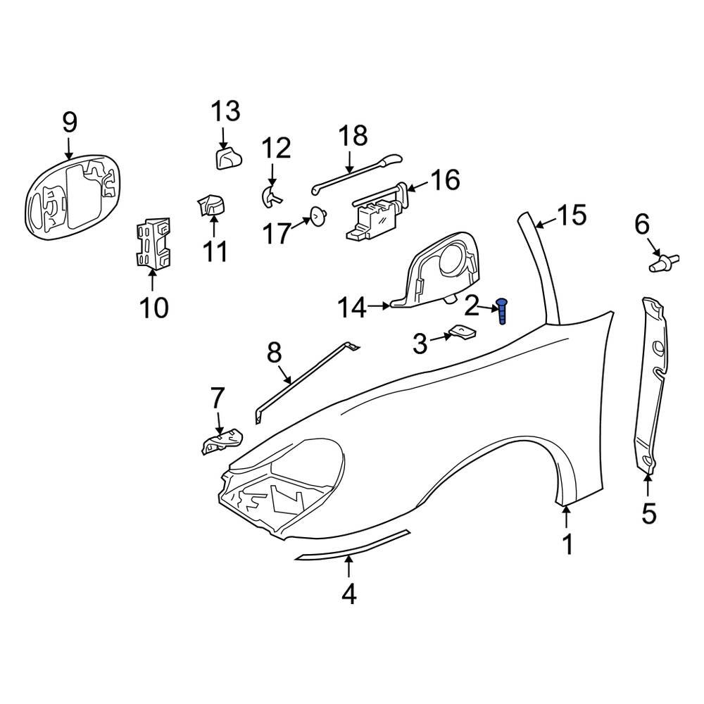 Porsche OE 99907342202 - Fender Bolt