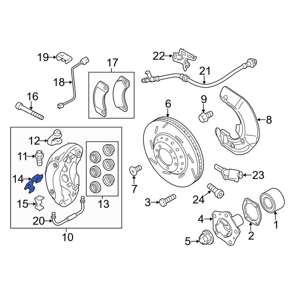 Porsche OE 97035195901 - Front Disc Brake Anti-Rattle Clip