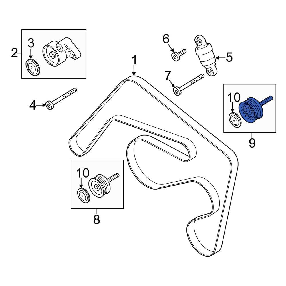 Porsche OE 7PP145276 - Left Accessory Drive Belt Idler Pulley