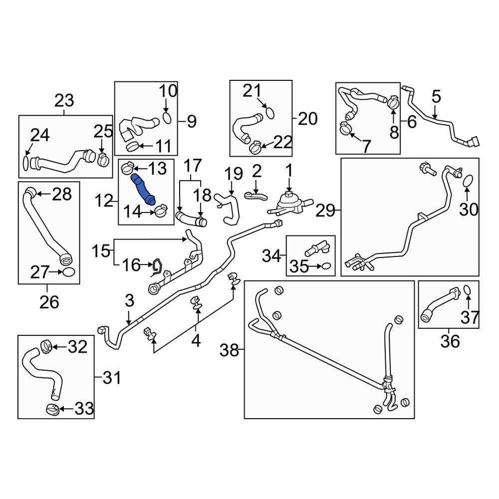 Porsche OE 97010623101 - Left Radiator Coolant Hose