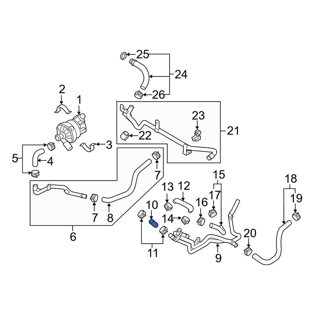 Porsche OE 97010623101 - Left Radiator Coolant Hose