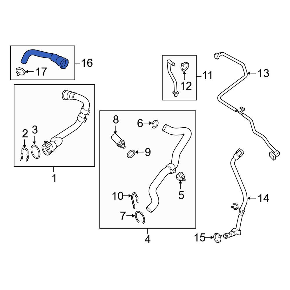 Porsche OE 95B122101K - Upper Radiator Coolant Hose