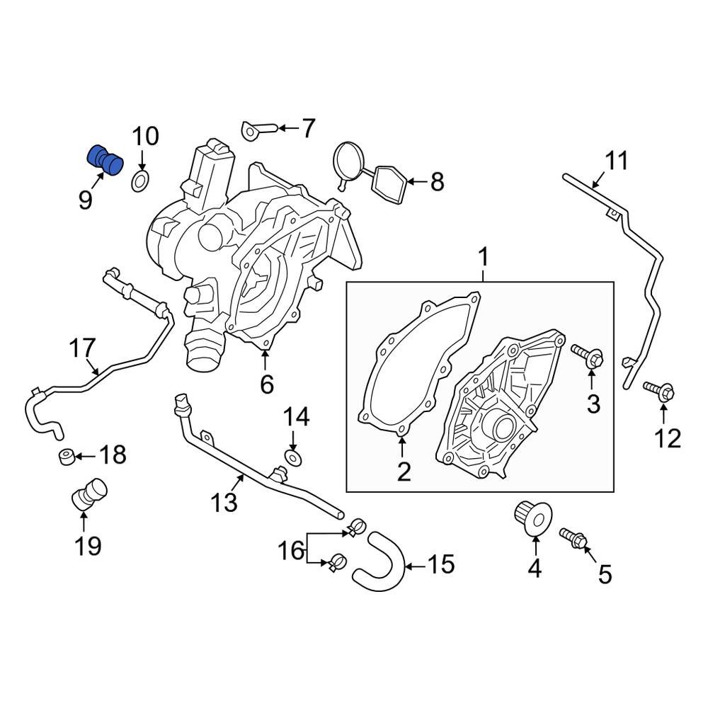 Porsche OE 95812113100 - Engine Coolant Thermostat Housing Adapter