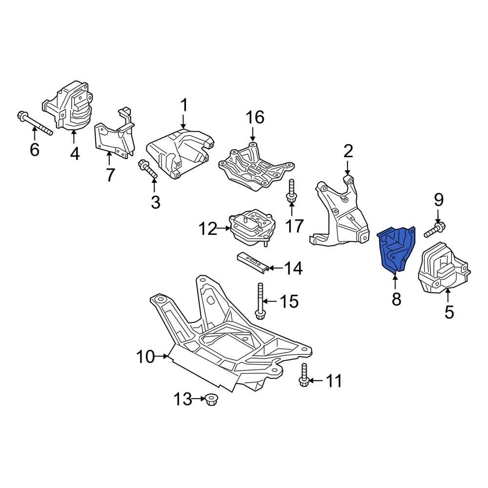 Porsche OE 8K0399059H - Left Engine Mount Bracket