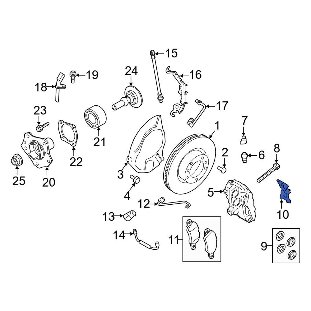 Porsche OE 97035195901 - Front Disc Brake Anti-Rattle Clip