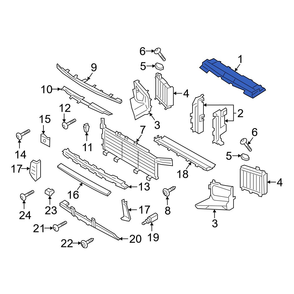 Porsche OE 9Y0121673F - Front Upper Radiator Support Air Deflector