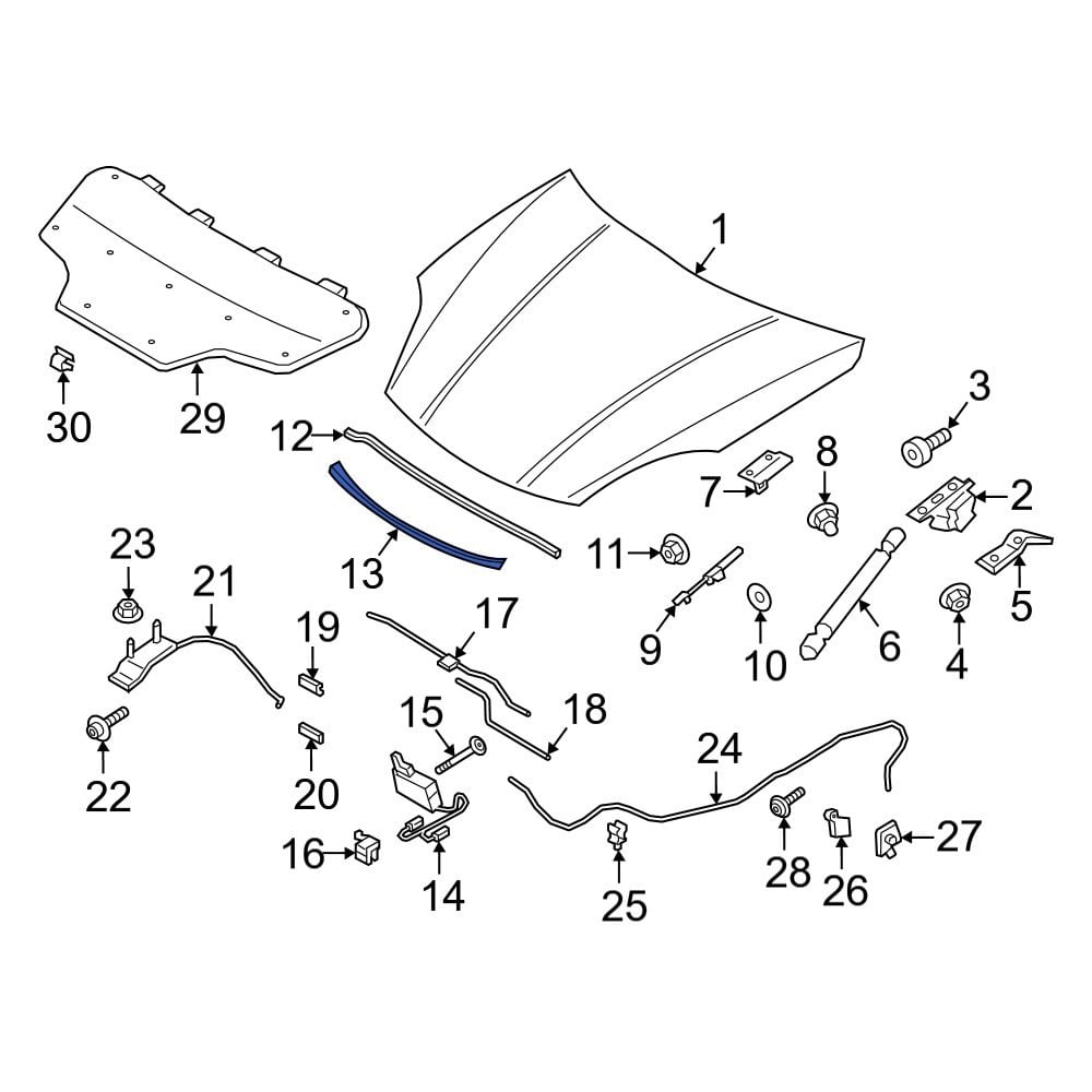 Porsche OE 9Y0823727A - Front Hood Seal