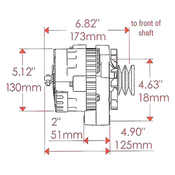 Powermaster® 8-67529 - GM CS130 Alternator with V-Belt Pulley (140A ...