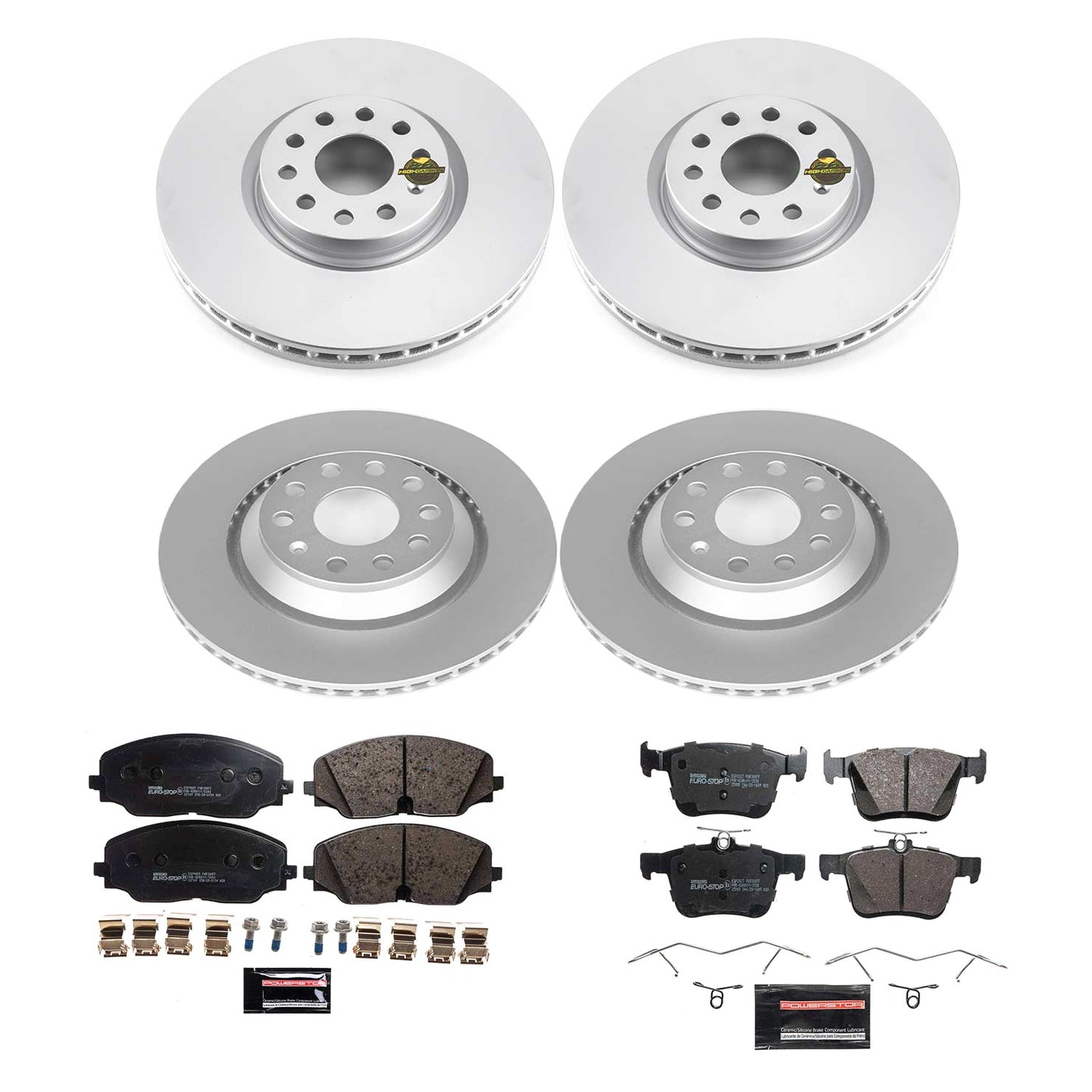 PowerStop® ESK8118 - Euro-Stop™ Premium Plain Front and Rear Brake Kit