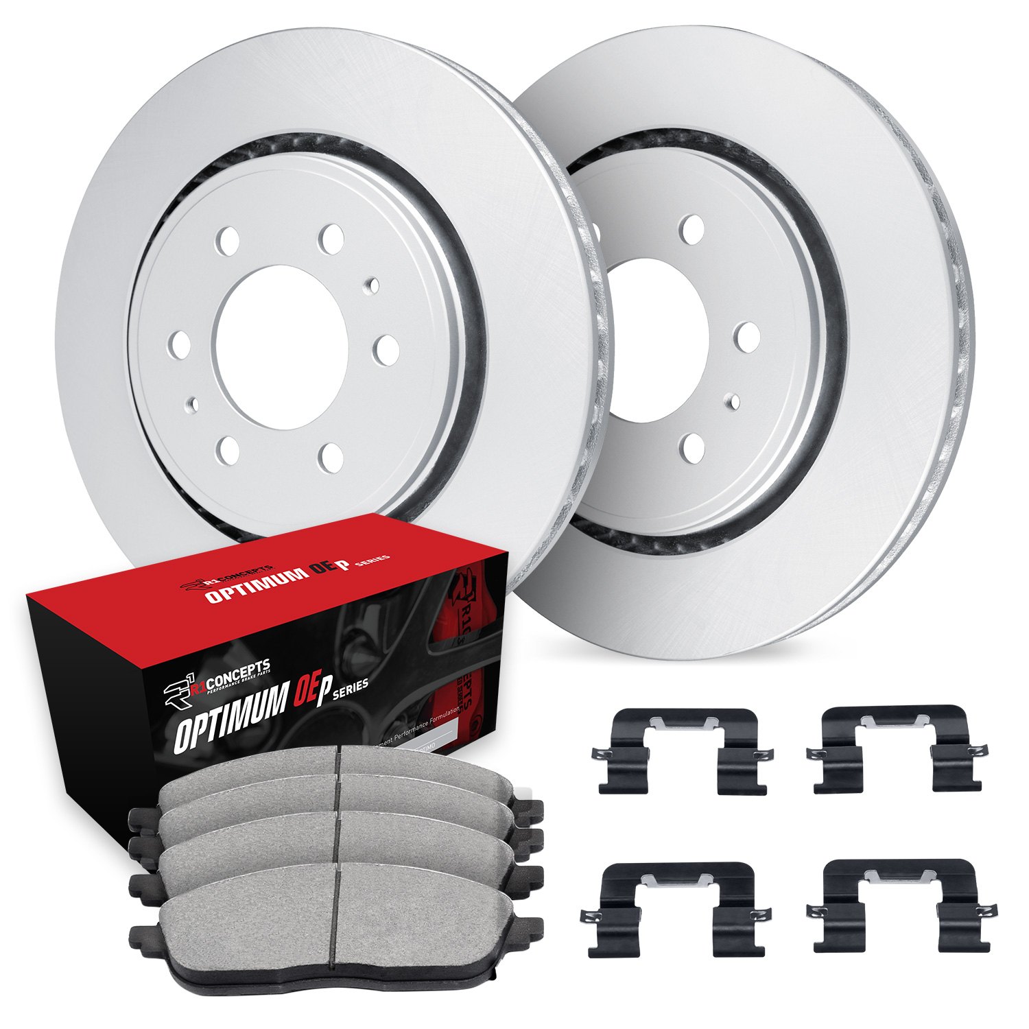 R1 Concepts® WDUH1-99244 - Carbon Series Rear Brake Kit with 5000 OE Pads