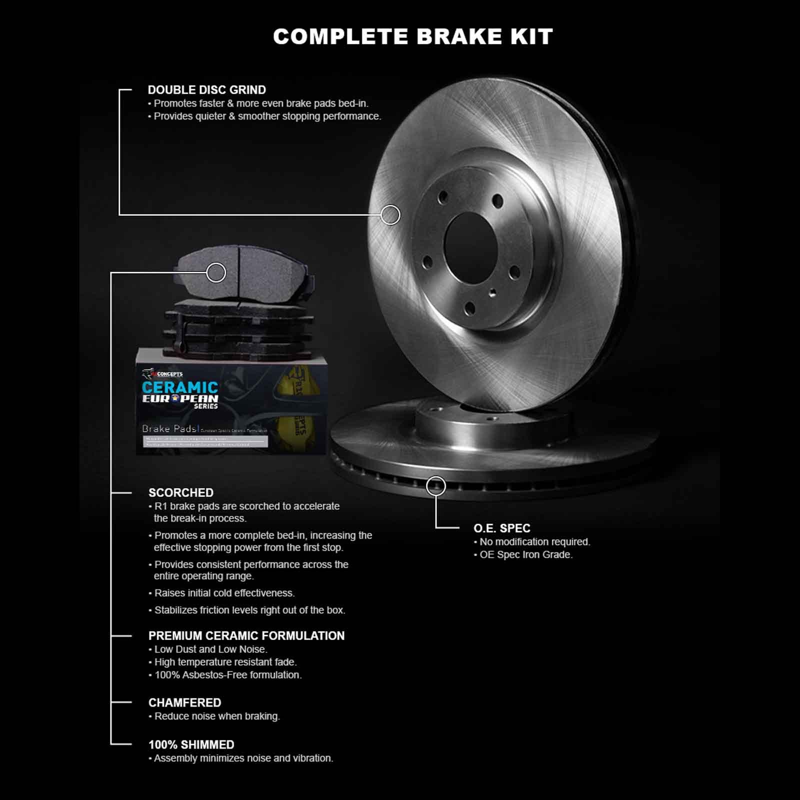 R1 Concepts® WFTN1-63306 - Brake Kit with Euro Ceramic Pads
