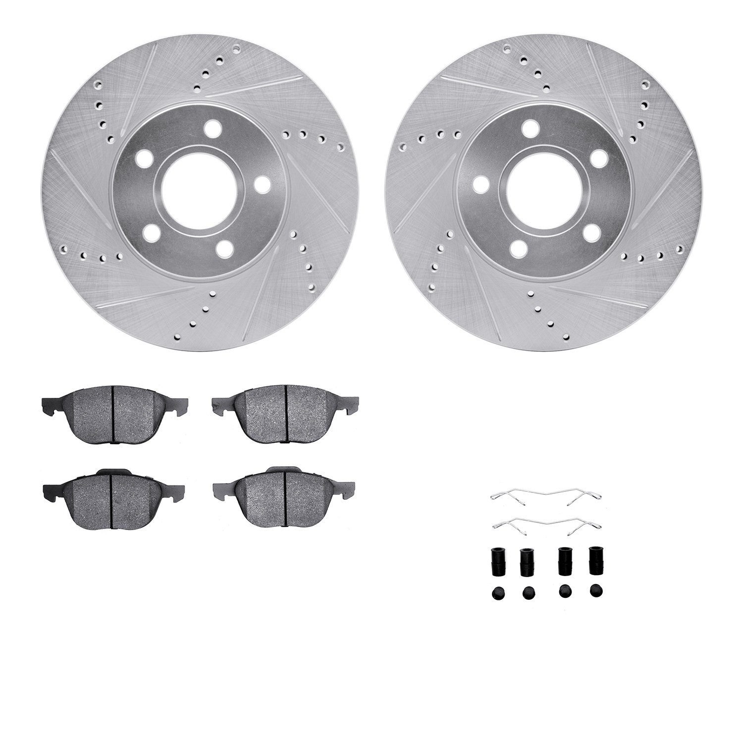 R1 Concepts® WGSH1-54166 - Drilled and Slotted Front Brake Kit with ...