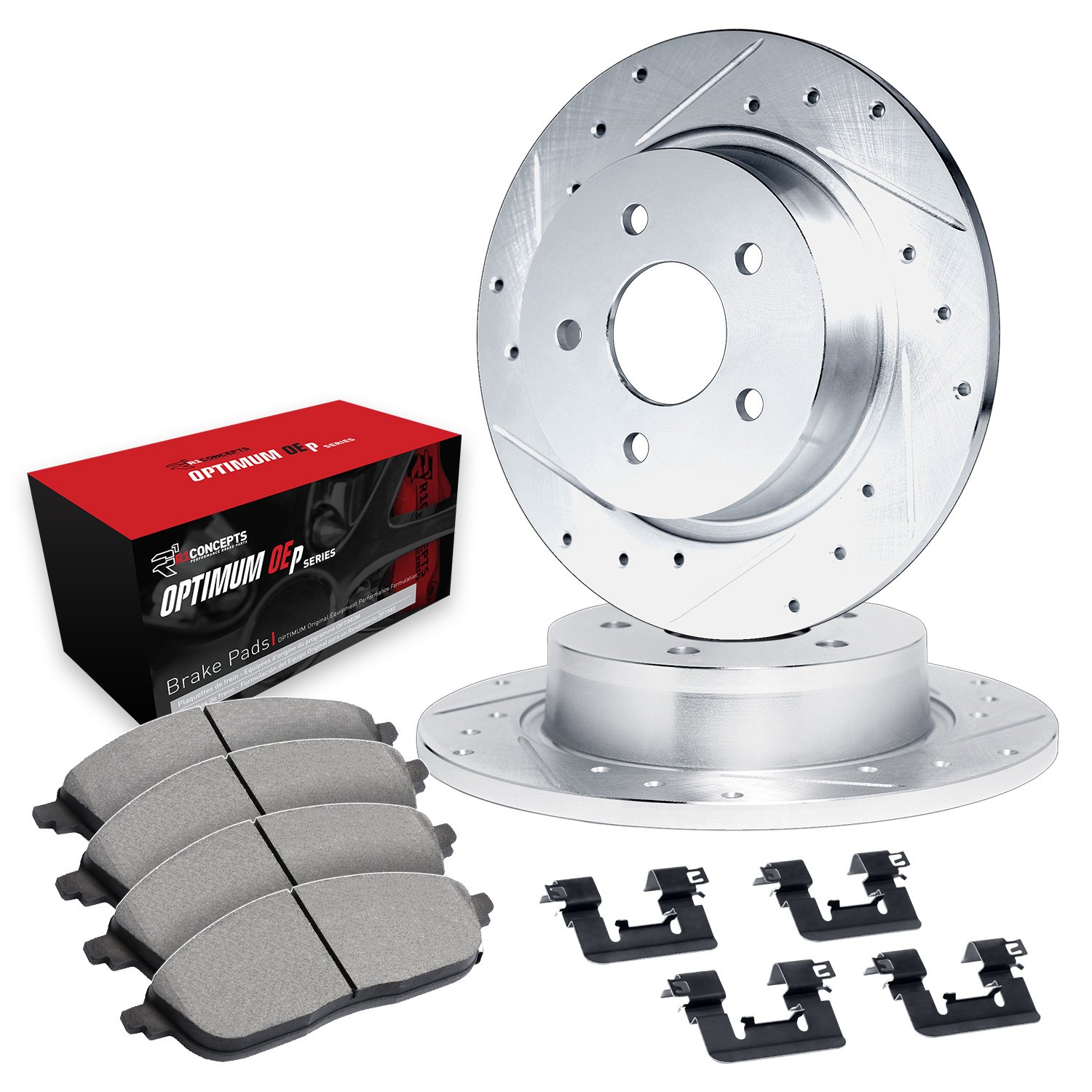 R1 Concepts® WGUH1-76121 - Drilled and Slotted Rear Brake Kit with ...