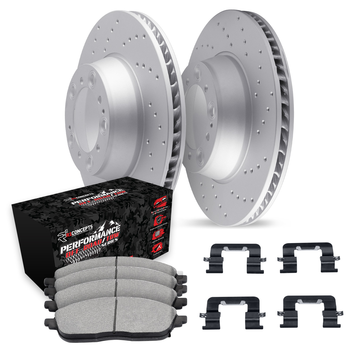R1 Concepts® WMVH1-54139 - Drilled Front Brake Kit with Performance ...