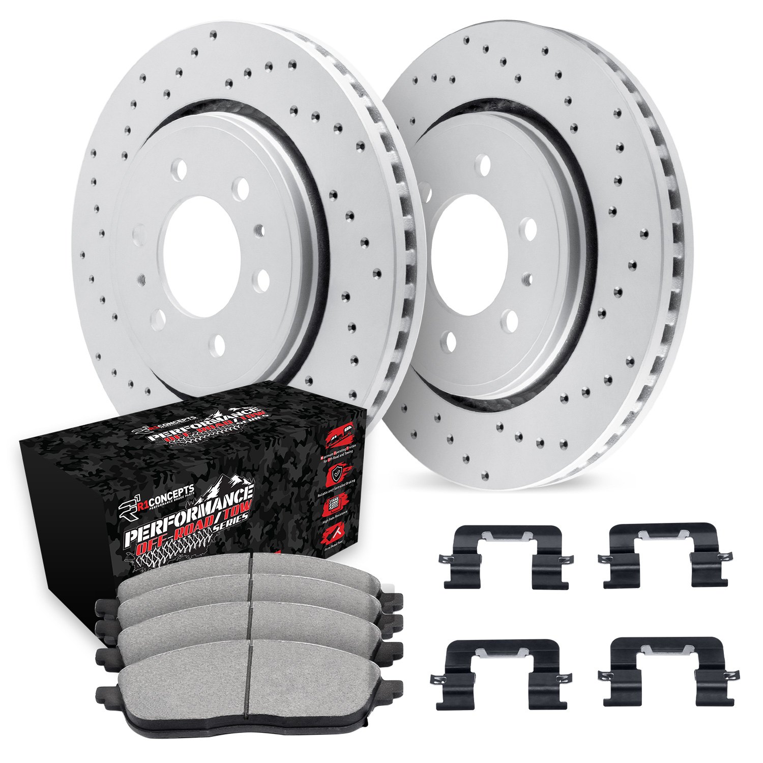 R1 Concepts® WMVH1-67018 - Drilled Front Brake Kit with Performance ...