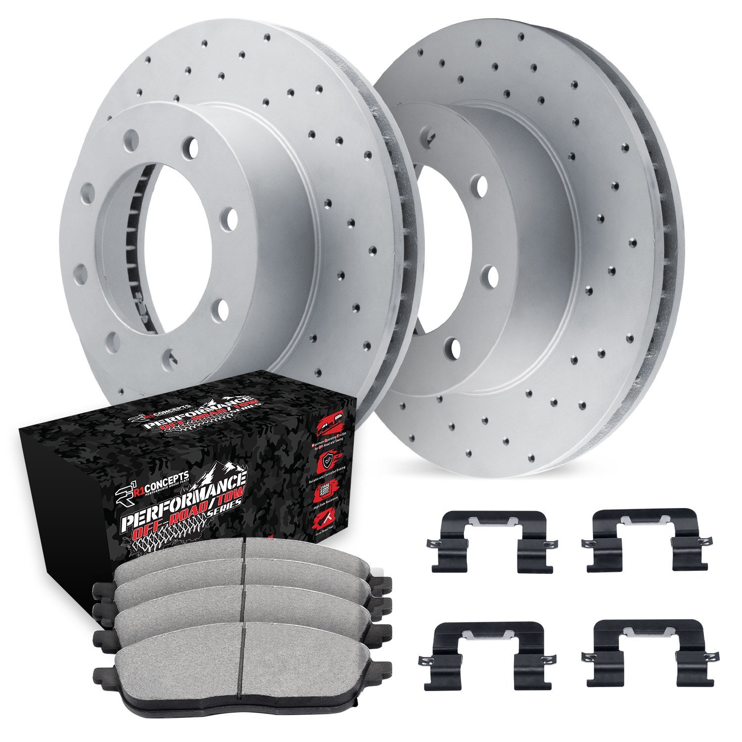 R1 Concepts® WMVH1-67022 - Drilled Front Brake Kit with Performance ...