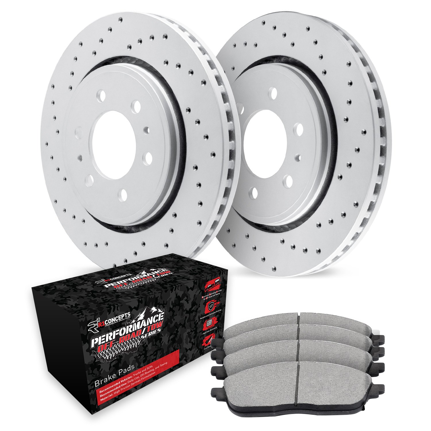 R1 Concepts® WMVN1-48085 - Drilled Brake Kit with Performance Sport Pads