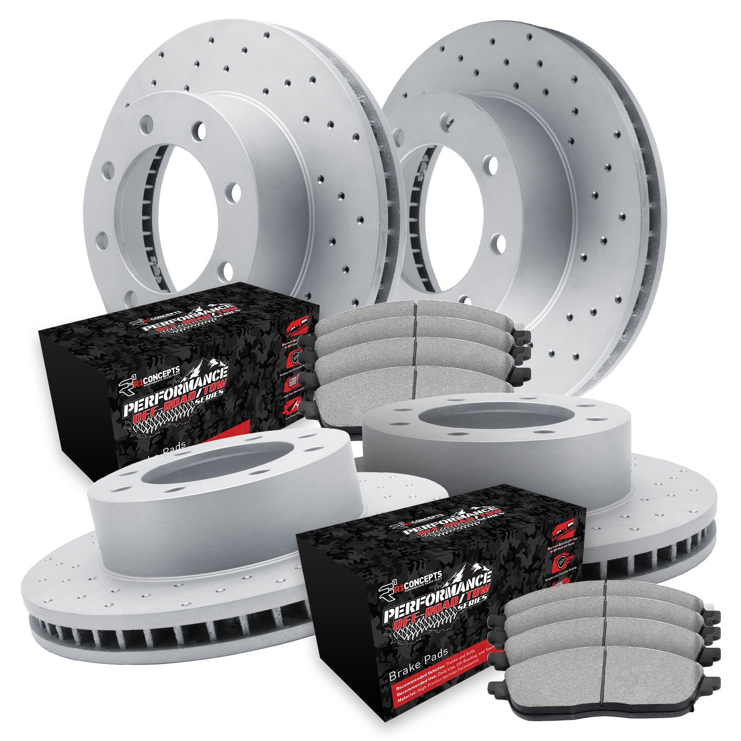 R1 Concepts® WMVN2-67018 - Drilled Brake Kit with Performance Sport Pads