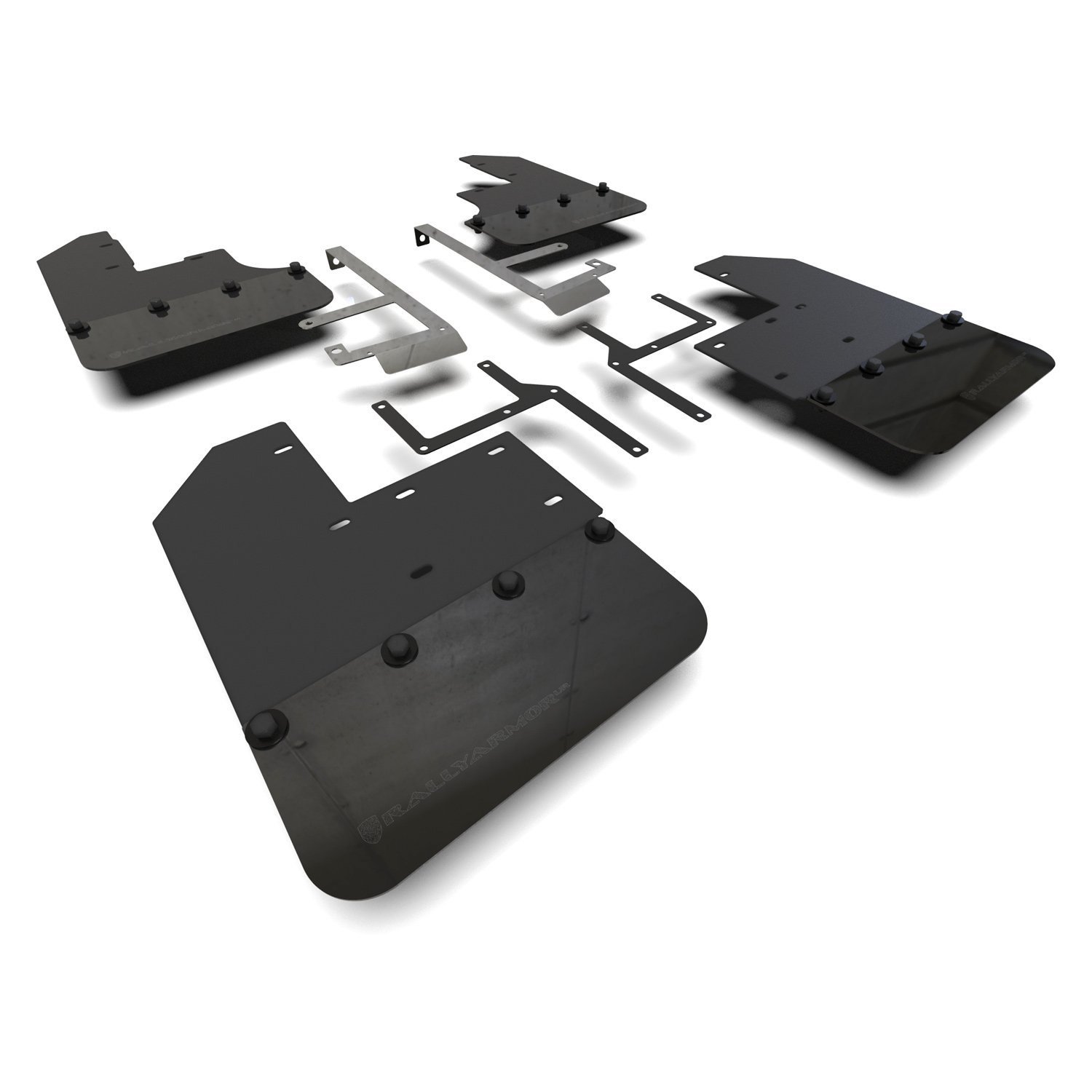 Rally Armor® MF104-BLK-MBK - Black Mud Flap Kit with Metallic Black ...