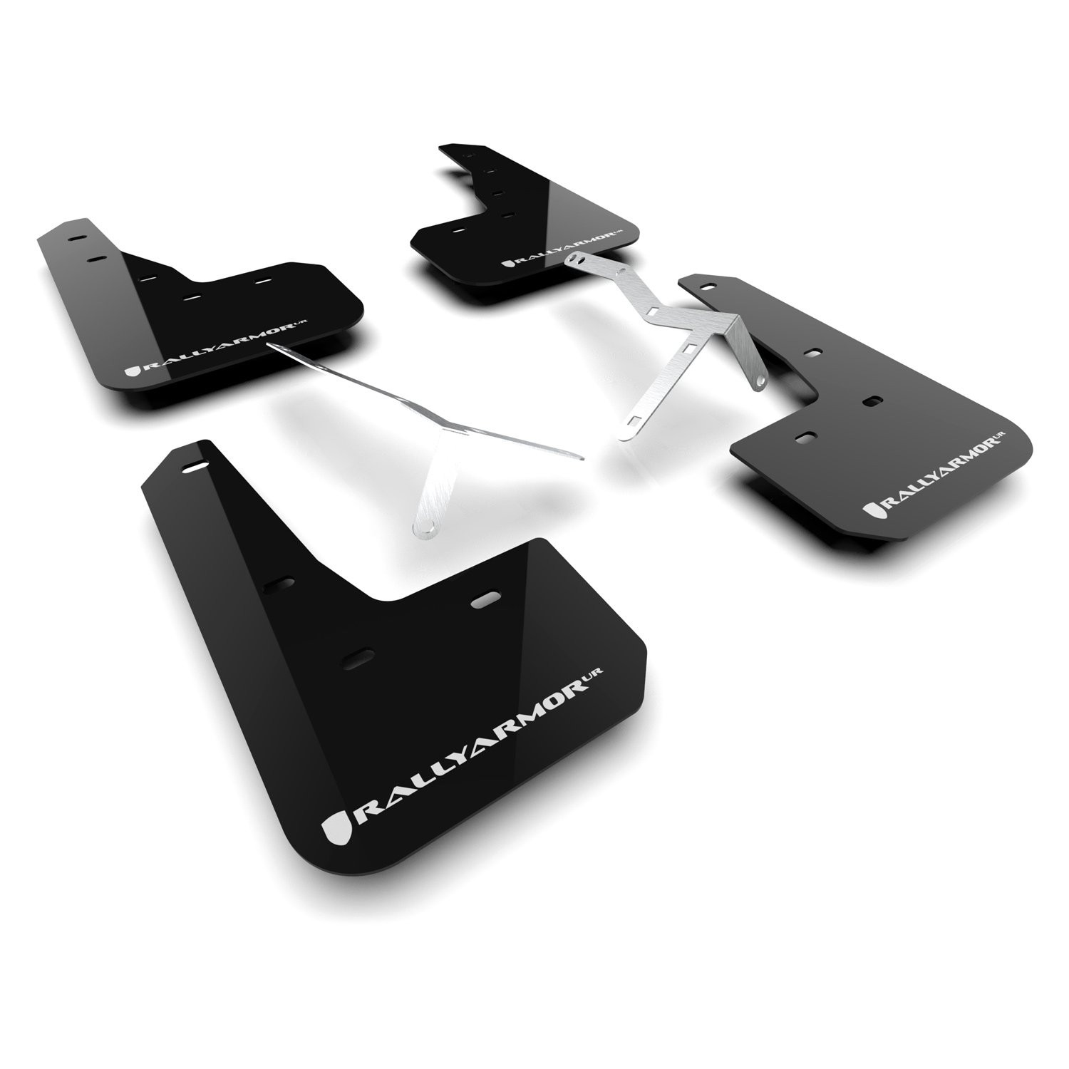 Rally Armor® MF109-UR-BLK-WH - UR Series Black Mud Flap Kit with White Logo