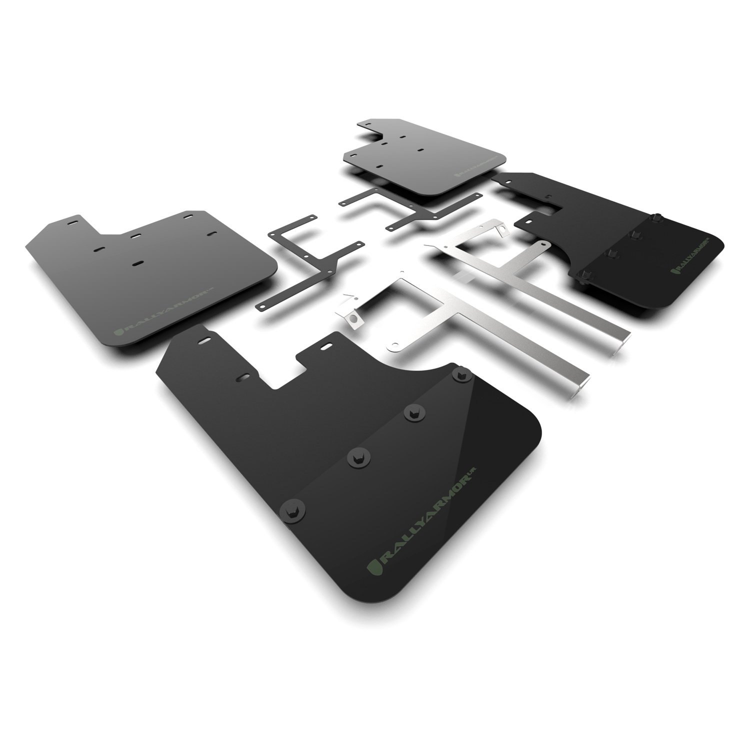 Rally Armor® MF84-BLK-AGN - Black Mud Flap Kit with Army Green Rally ...