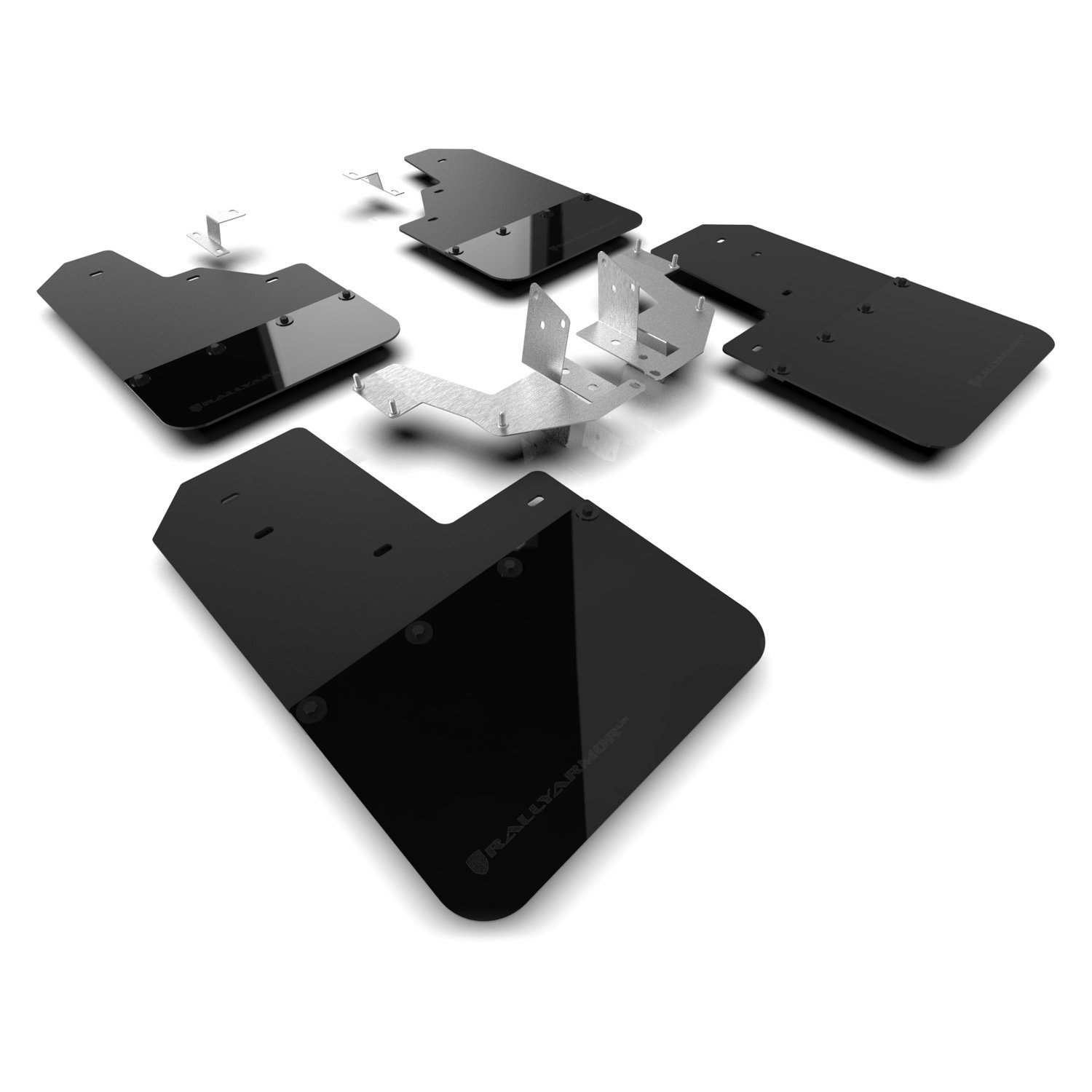 Rally Armor® MF85-NO-PL-MBK - Black Mud Flap Kit with Metallic Black ...
