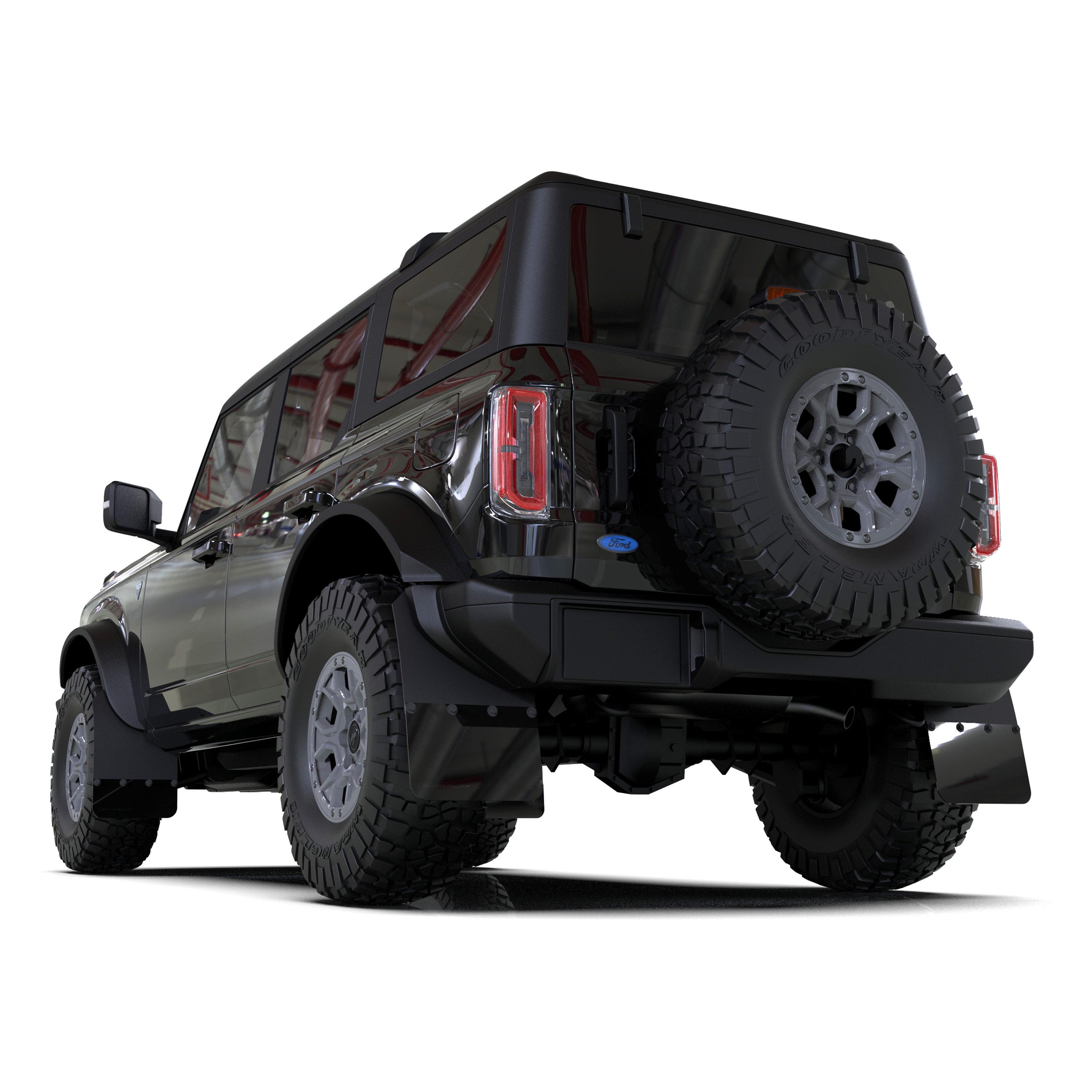 Rally Armor® MF85-RR-ST-MBK - Black Mud Flap Kit with Metallic Black ...