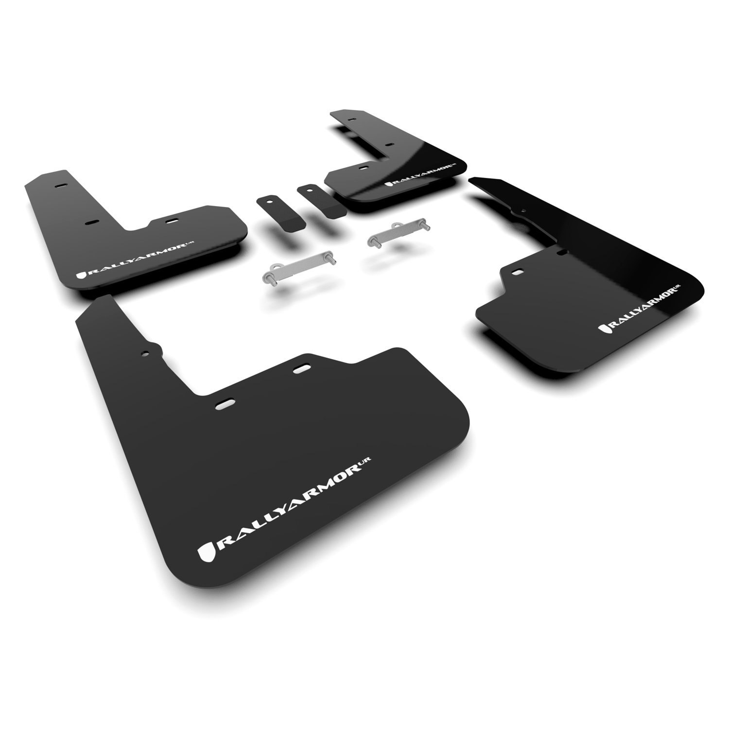 Rally Armor® MF92-UR-BLK/WH - UR Series Black Mud Flap Kit with White ...