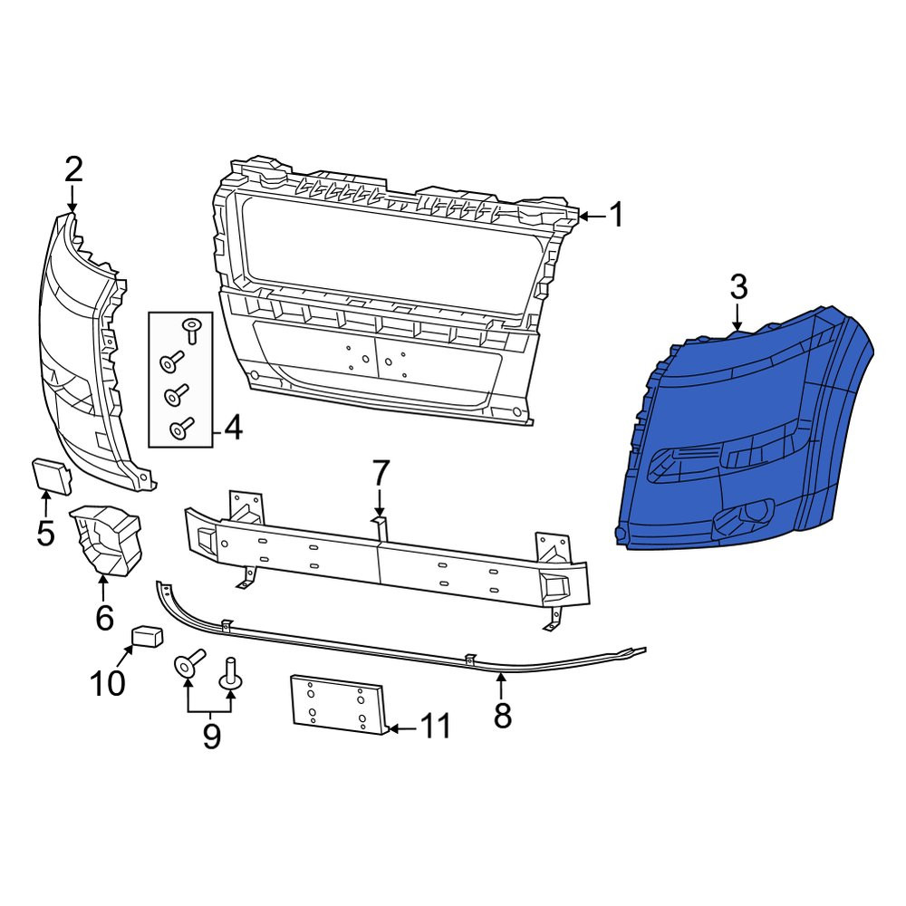 Ram OE 1ZT96LAHAA - Front Left Bumper Cover