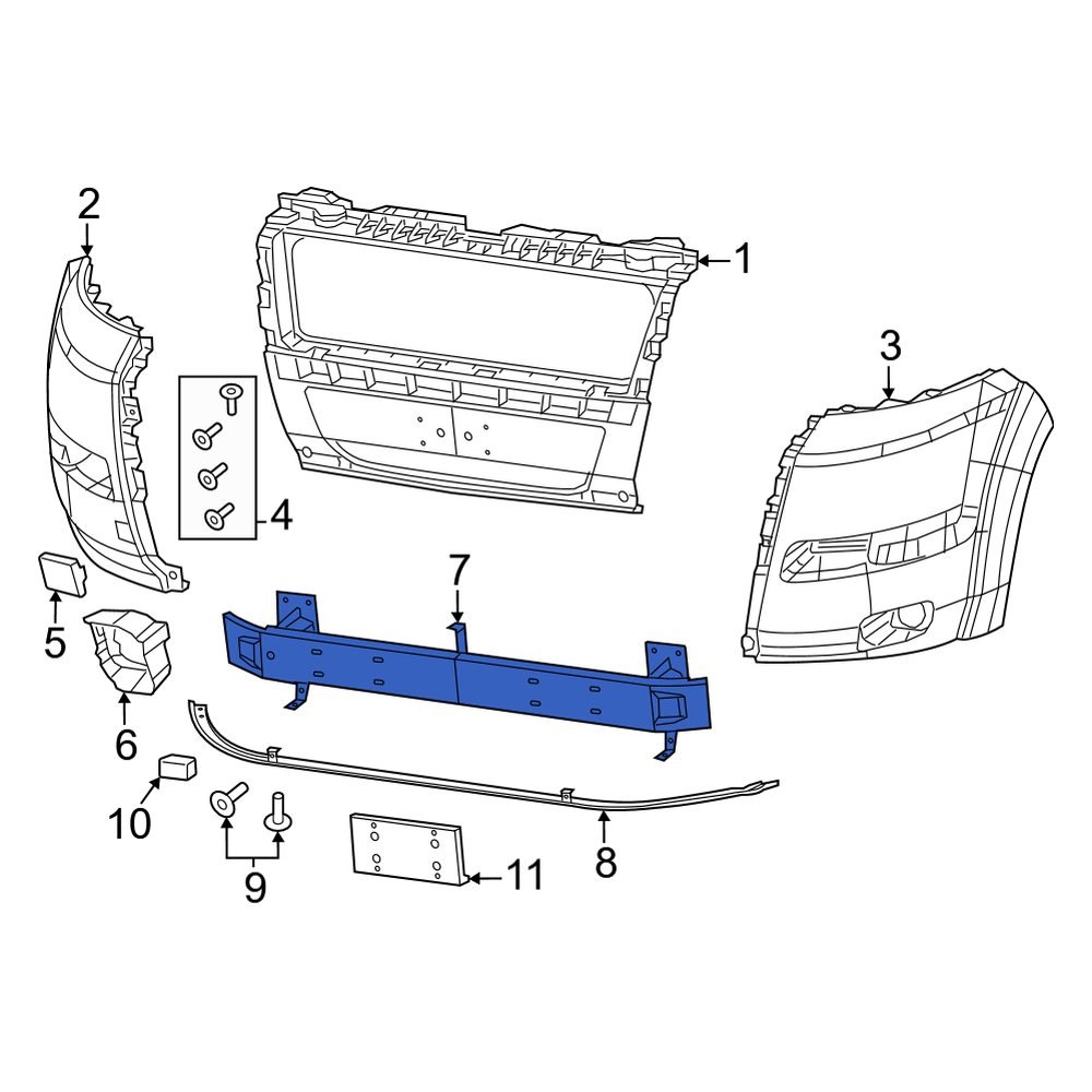 Ram OE 68531874AA - Front Bumper Impact Bar