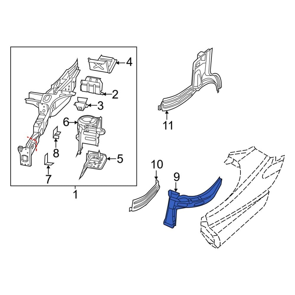Ram OE 68159486AD - Front Right Upper Fender Rail
