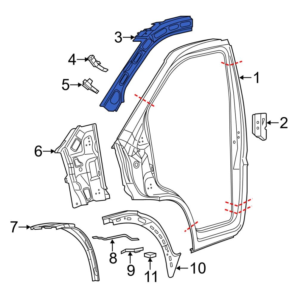 Ram OE 68134171AC - Front Left Body A-Pillar Reinforcement