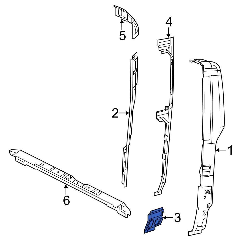 Ram OE 68134262AA - Left Lower Inner Body D-Pillar Reinforcement