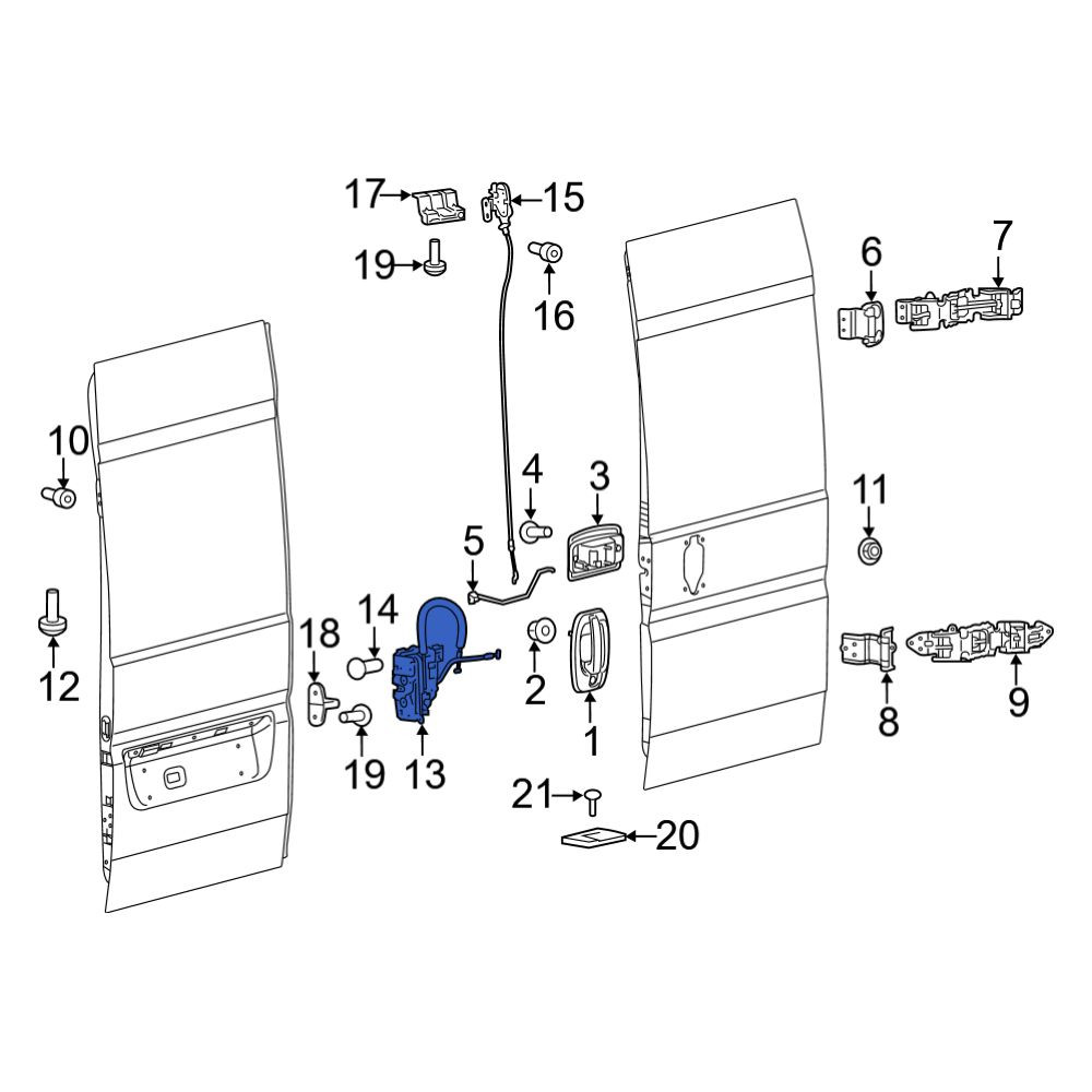 Ram OE 68226175AH - Rear Right Lower Door Latch Assembly
