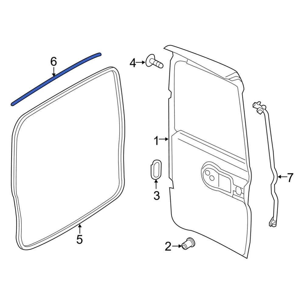 Ram OE 68383387AA - Rear Upper Door Shell Seal