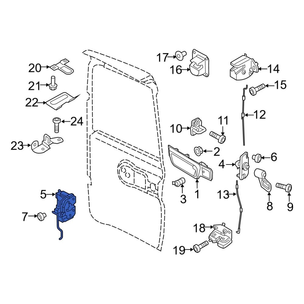 Ram OE 68505742AA - Rear Left Lower Door Latch Assembly