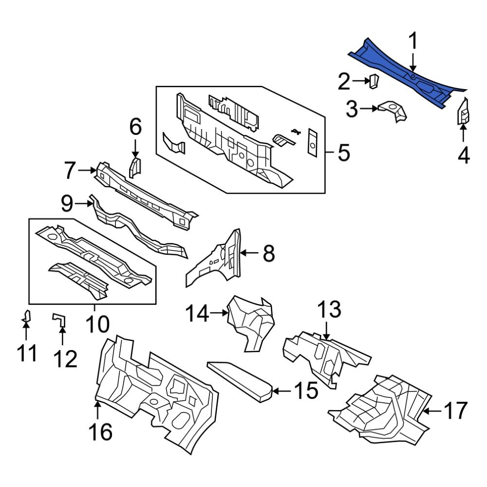 Ram OE 5113548AC - Front Upper Cowl Grille Panel
