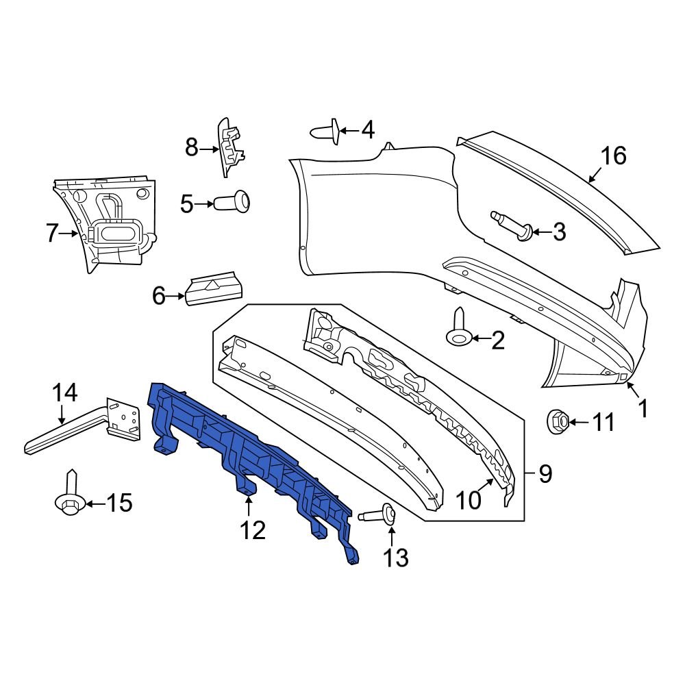 Ram OE 5113107AC - Rear Bumper Cover Support Rail