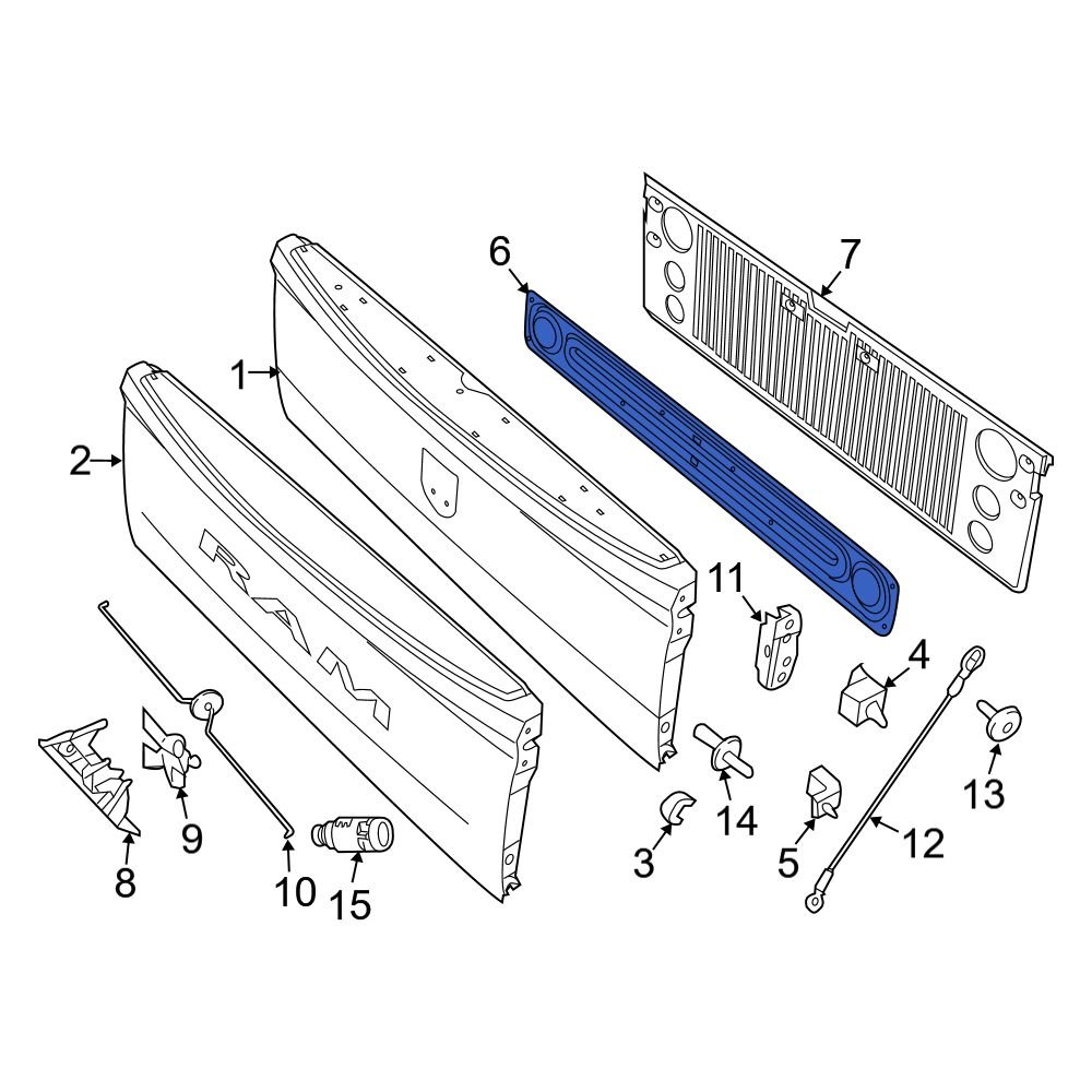 Ram OE 55275974AB - Rear Tailgate Gap Cover