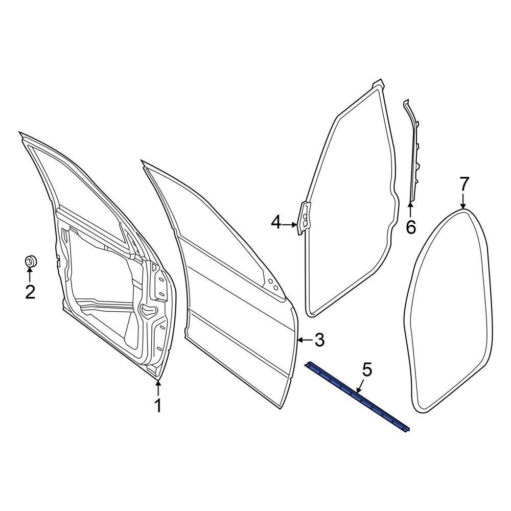 Ram OE 55112358AE - Front Right Lower Door Shell Seal