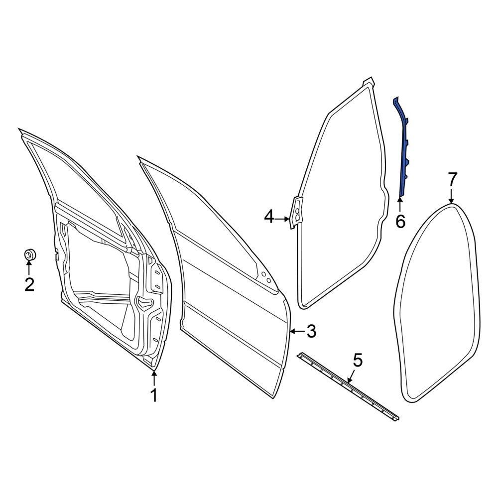 Ram OE 55372709AB - Front Left Upper Door Shell Seal